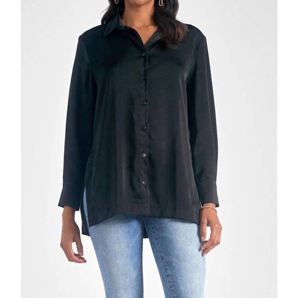 Elan | Tops | New Elan High Side Slit Button Down Shirt In Black | Poshmark